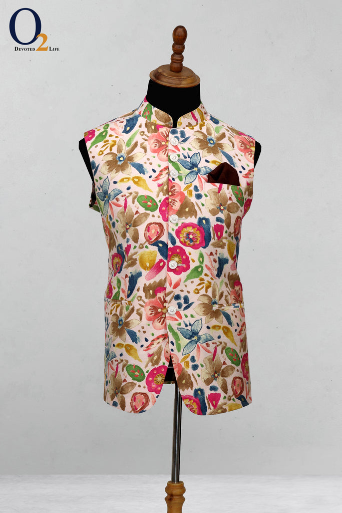 Multi Colored Floral Printed Ethnic Vest